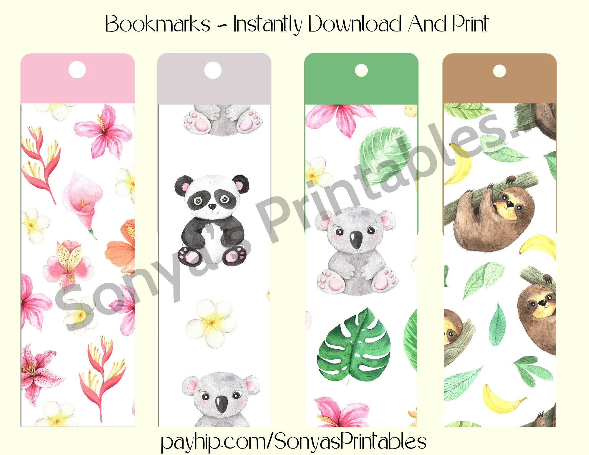 Printable Tropical Animal Bookmarks | Tropical Bookmarks Digital ...