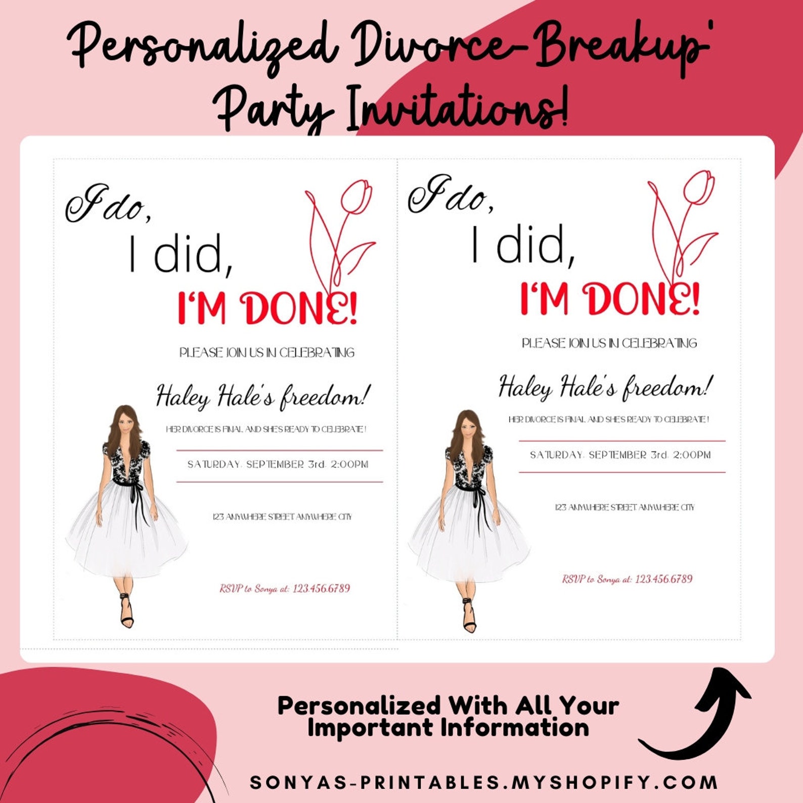 Personalized Divorce Party Invitations | Printable Divorce Celebration ...