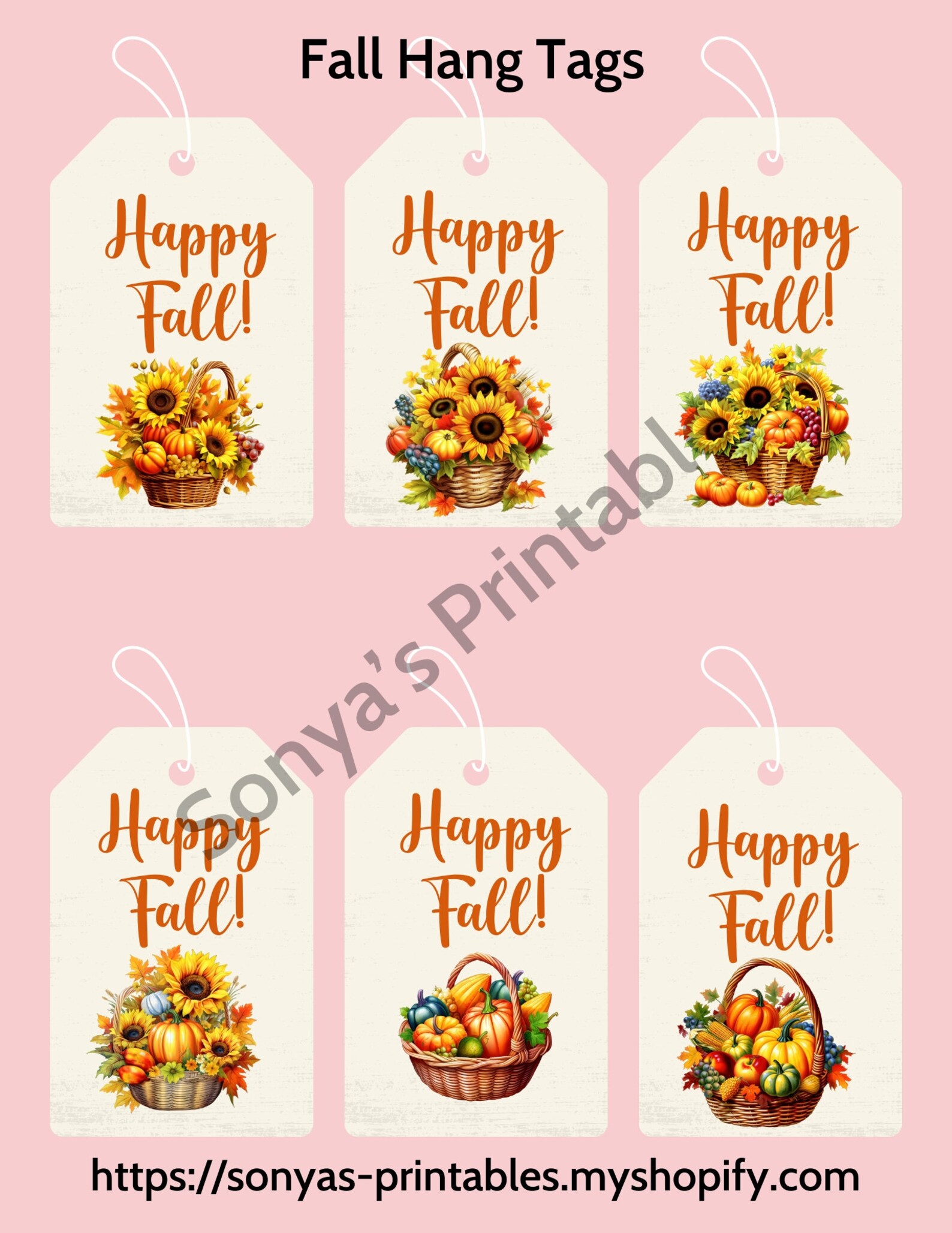 Printable happy Fall Hang Tags Happy Fall Gift Tags Happy Fall Treat ...