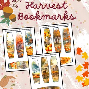 12 Printable Fall Harvest Bookmarks Fall Harvest Bookmarks Printable ...