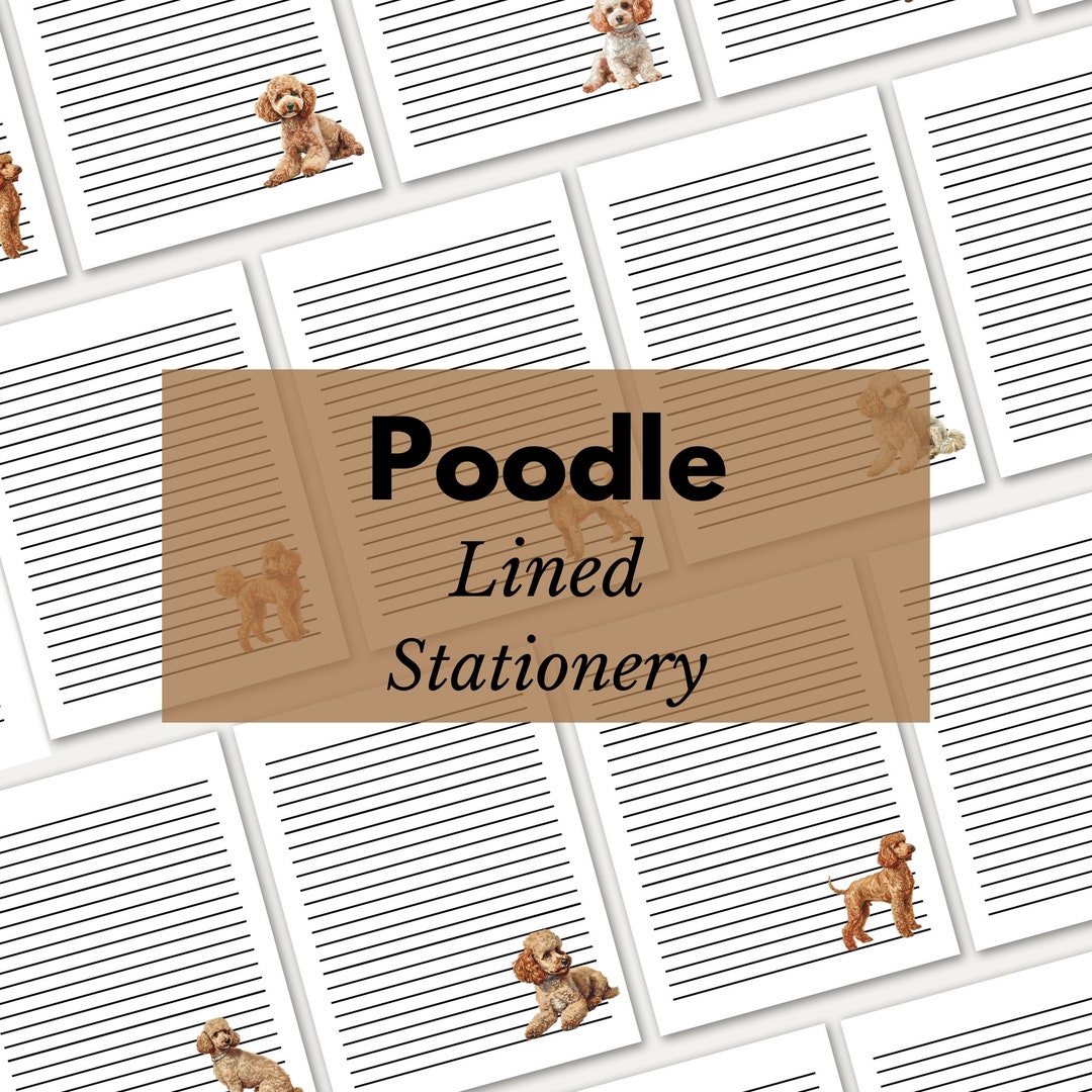 Poodle Lined Stationery | Printable Poodle Lined Notepaper | Poodle ...