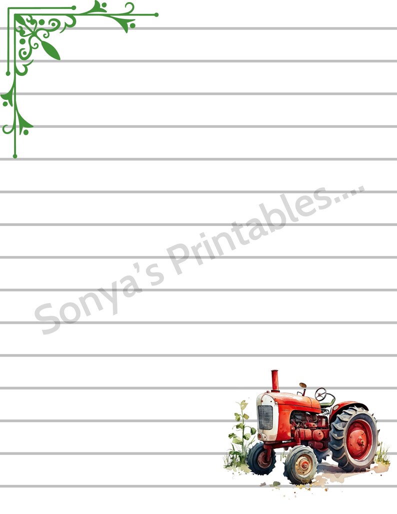 Printable Farming Stationery Tractor Writing Paper Old Barn Note Paper ...