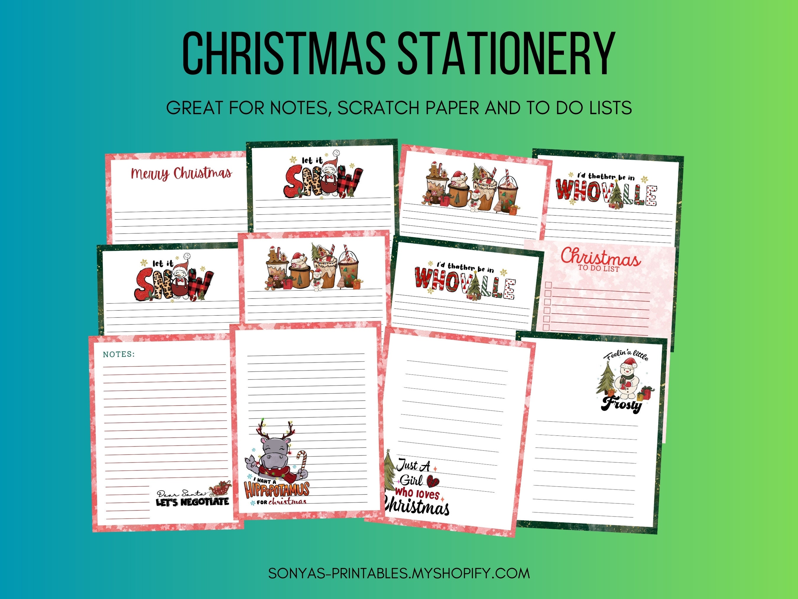 Printable Christmas Stationery Printable Holiday Stationery Christmas ...