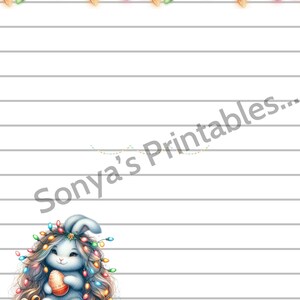 Whimsical Bunny With Lights Stationery | Printable Easter Bunny Writing ...