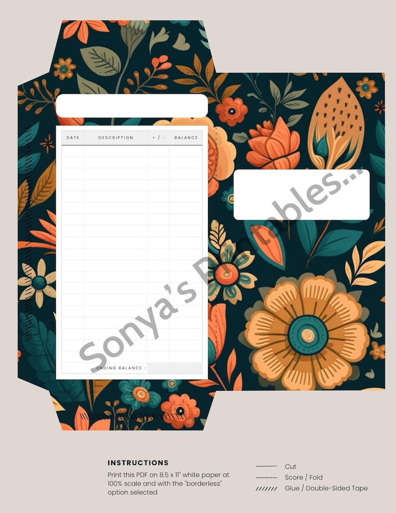 10 Printable Floral Boho Cash Stuffing Envelopes With Budget Tracker ...