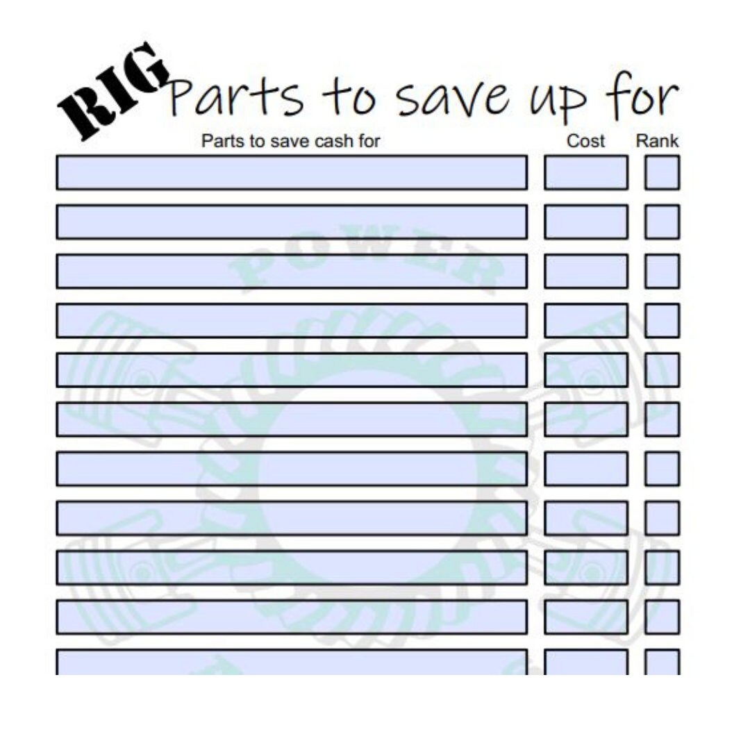 Save up for Parts Log Sheet - Etsy UK