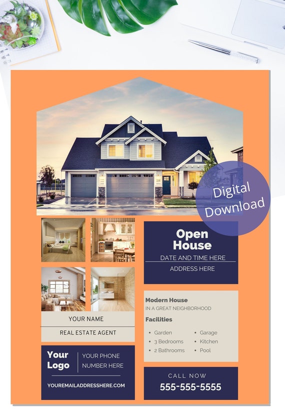 Real Estate Flyer Template New Home Flyer Customize - Etsy