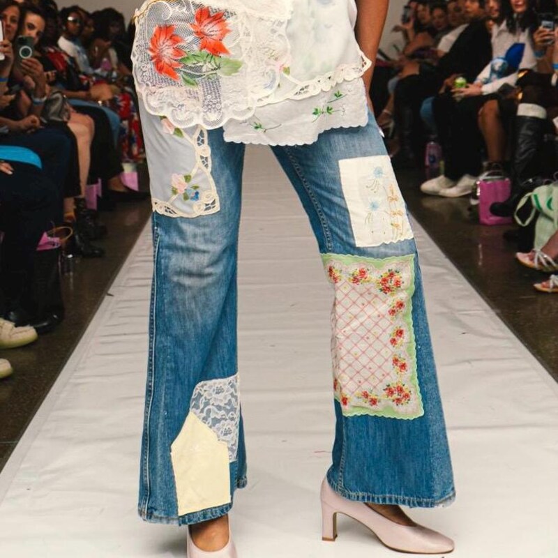 Patchwork Flare Jeans - Etsy