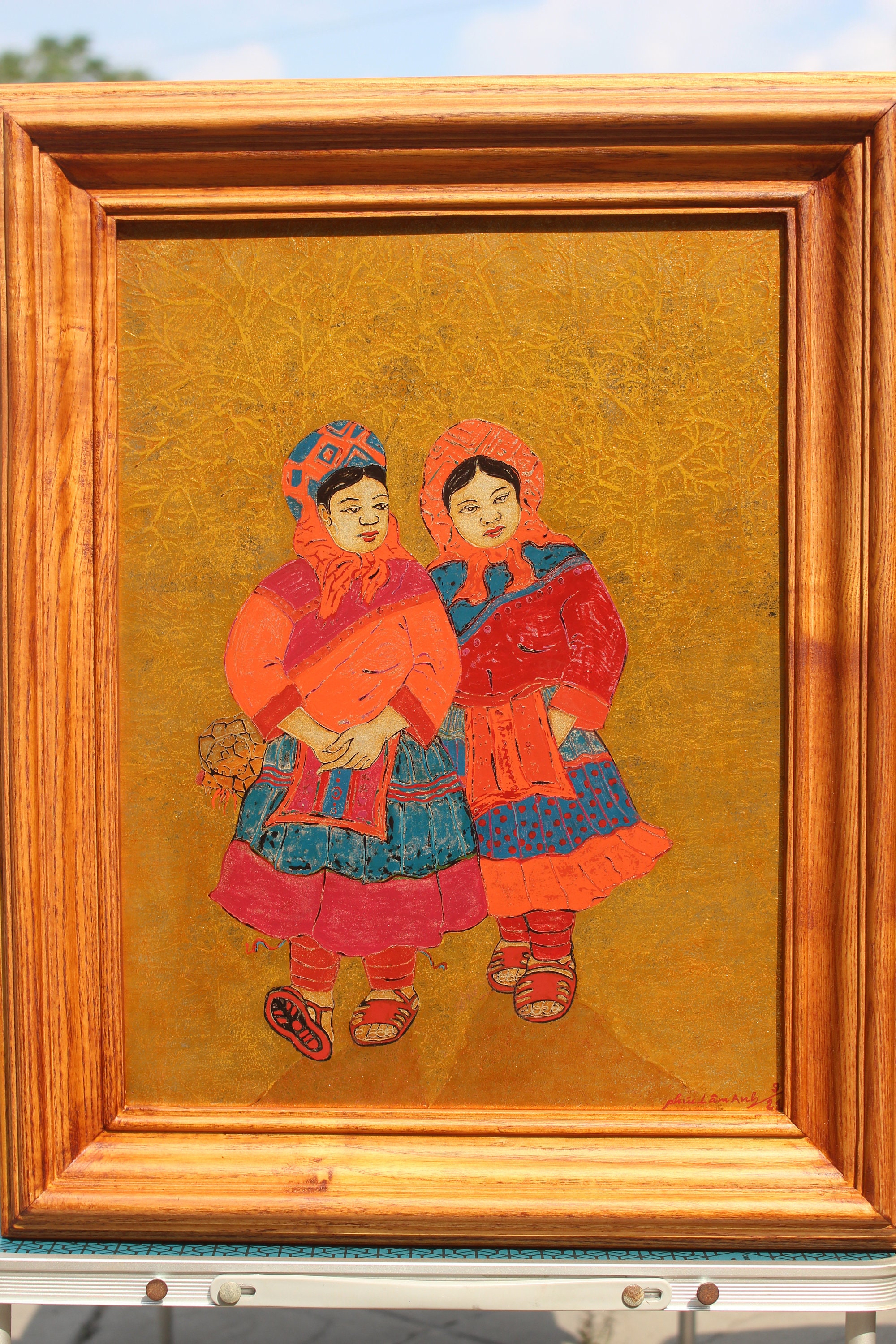 Hmong Art Deco Original Lacquer Painting on Wood. Fine Art Painting ...