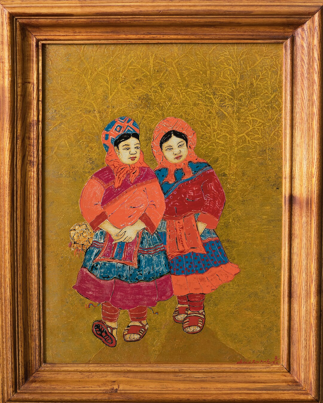 Hmong Art Deco Original Lacquer Painting on Wood. Fine Art Painting ...