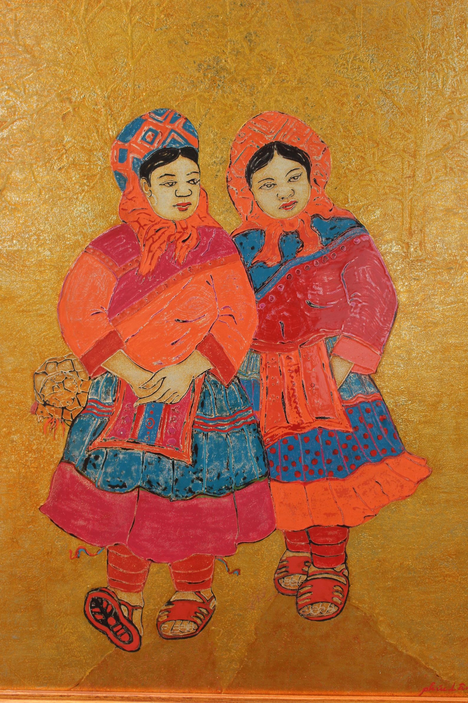 Hmong Art Deco Original Lacquer Painting on Wood. Fine Art Painting ...