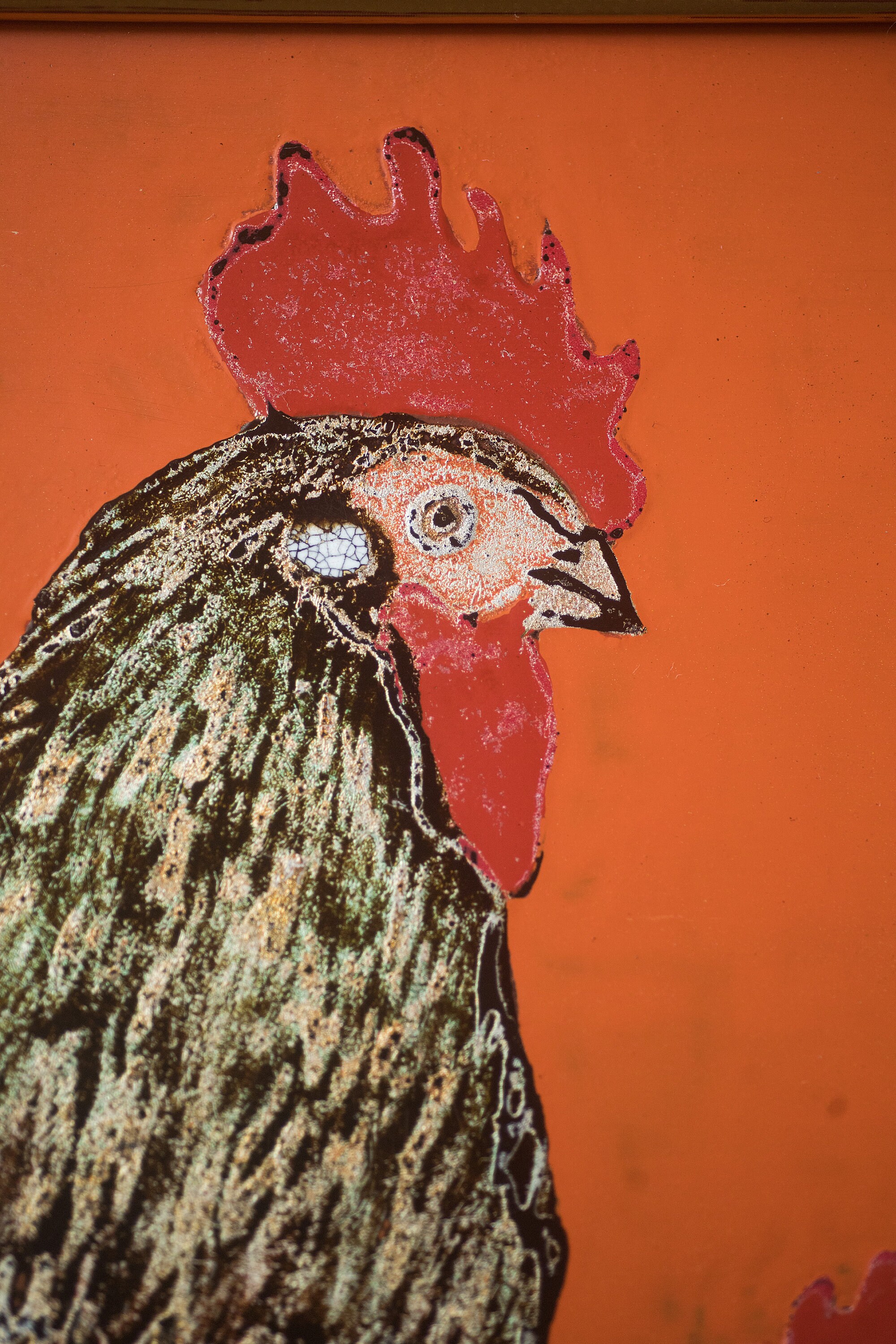 Chicken Art Deco Original Lacquer Painting on Wood. Fine Art Painting ...