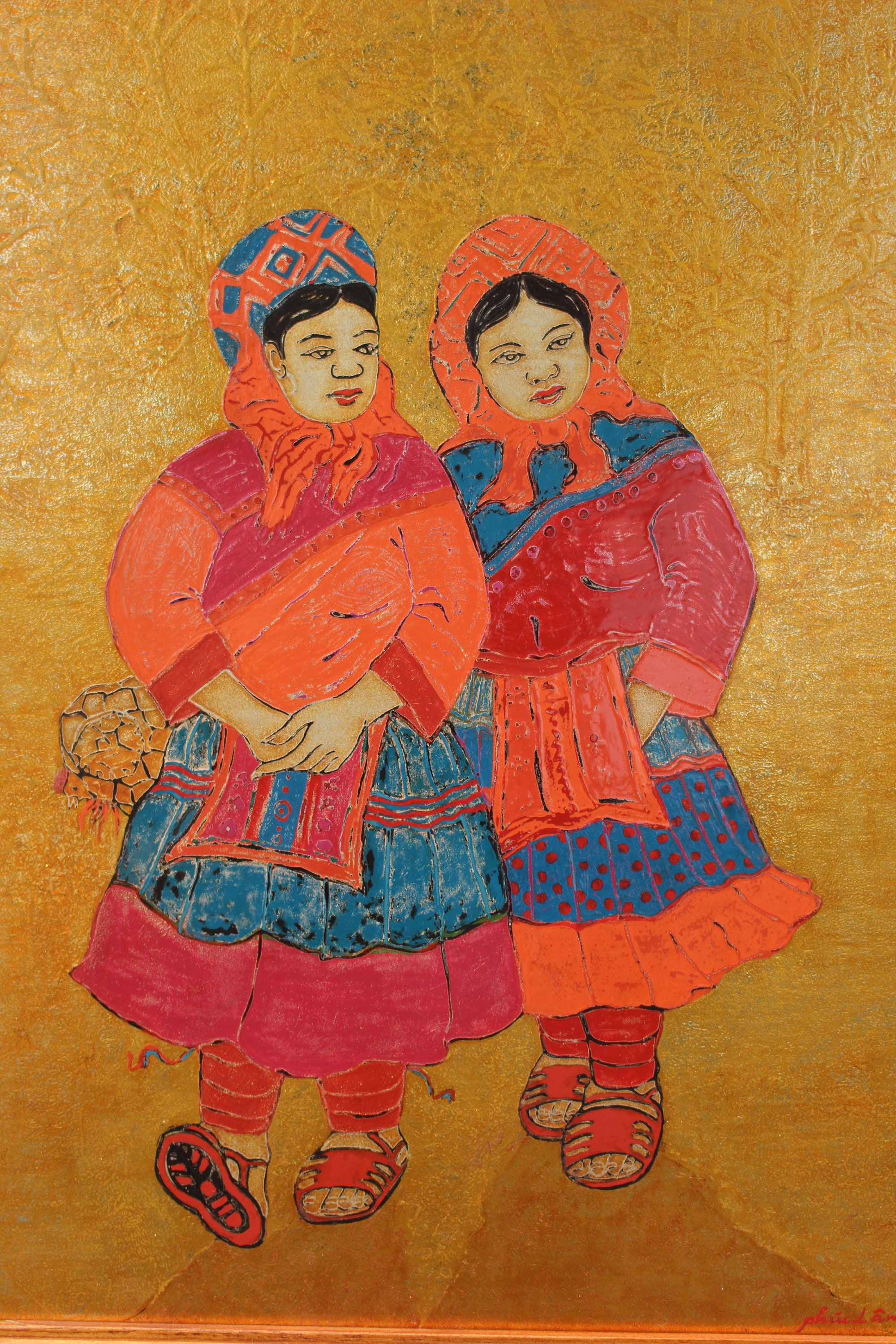 Hmong Art Deco Original Lacquer Painting on Wood. Fine Art Painting ...