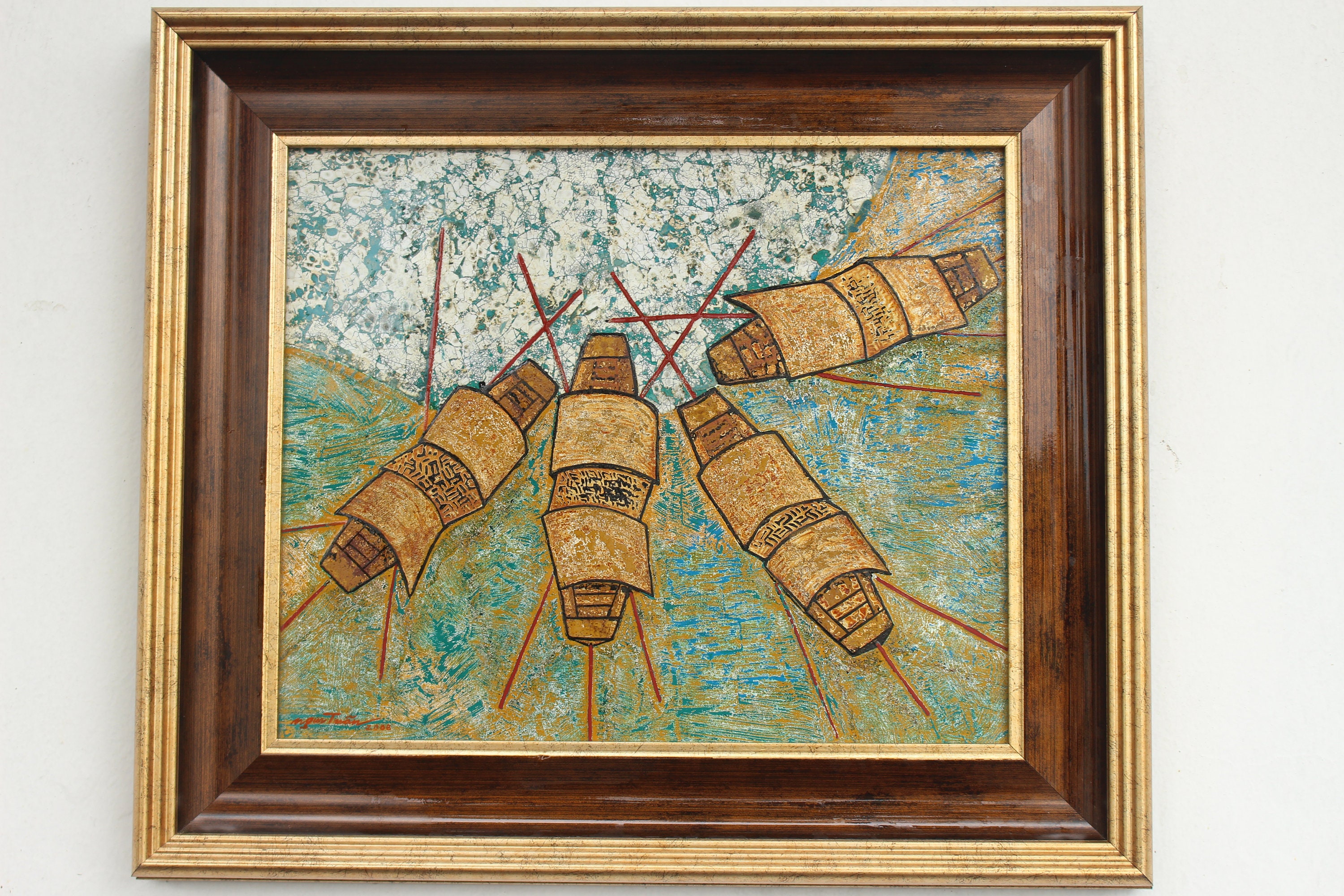 Boat Art Deco Original Lacquer Painting on Wood. Fine Art - Etsy