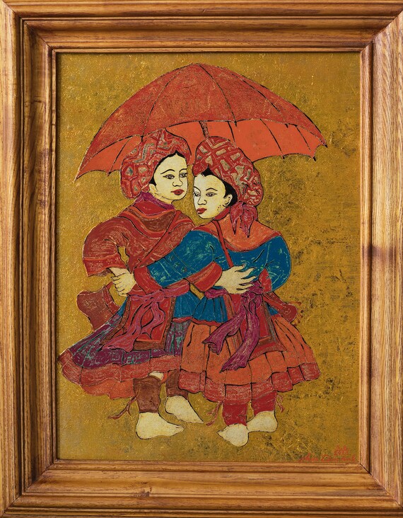 H'mong Art Deco Original Lacquer Painting on Wood. Fine - Etsy