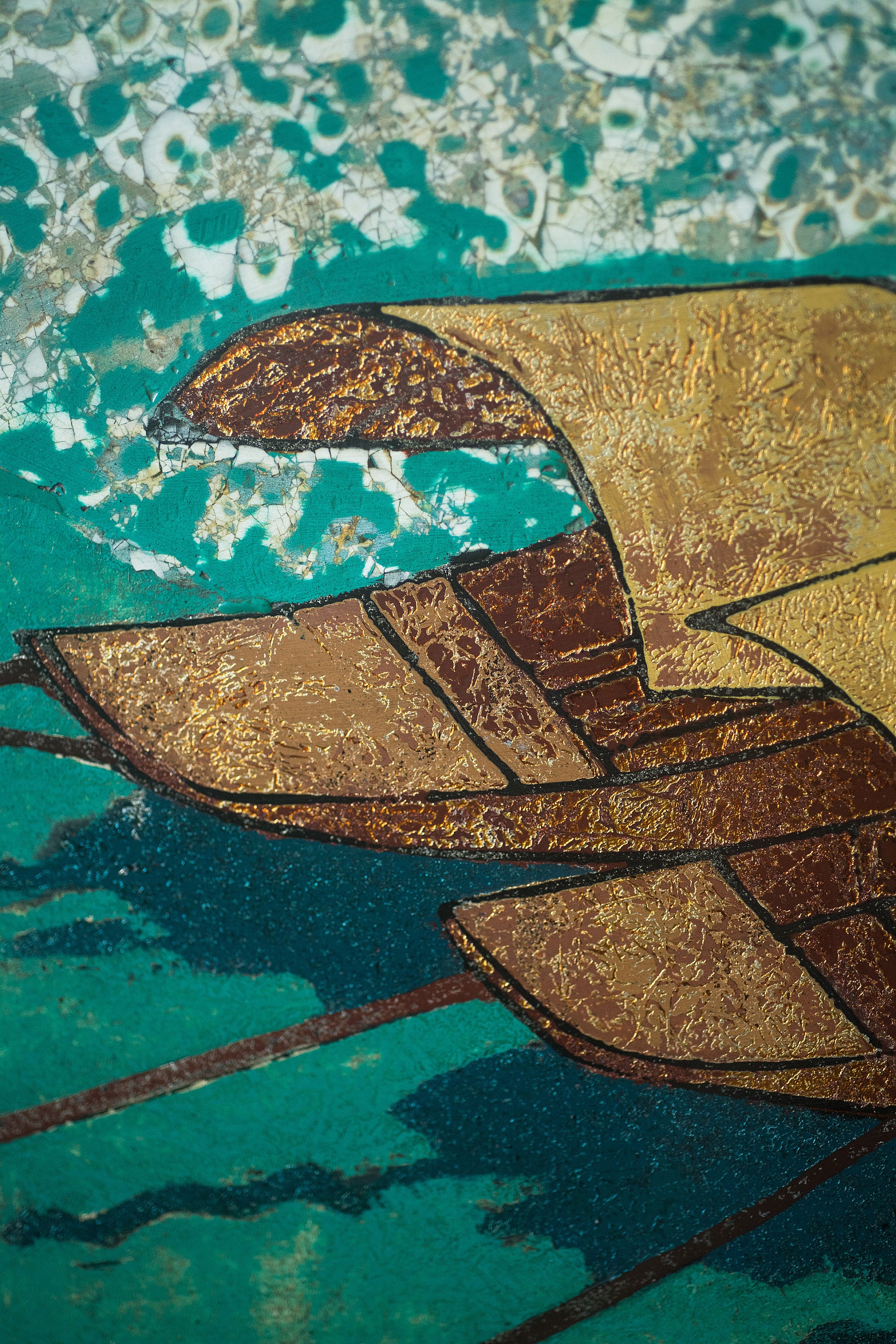 Boat Art Deco Original Lacquer Painting on Wood. Fine Art Painting ...