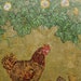 Chicken Art Deco Original Lacquer Painting on Wood. Fine Art Painting ...