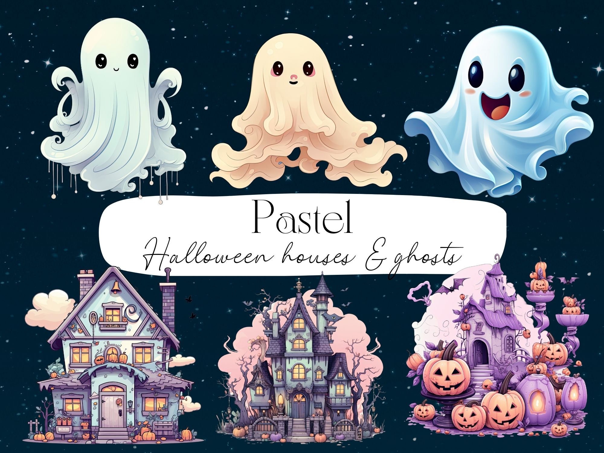 15 Pastel Halloween Cliparts PNG Pastel Halloween House Cute Halloween ...