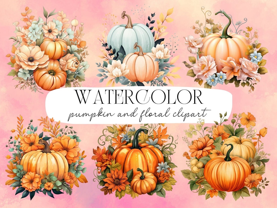 Floral Pumpkin Clipart, Pastel Halloween PNG (digital Download) - Etsy