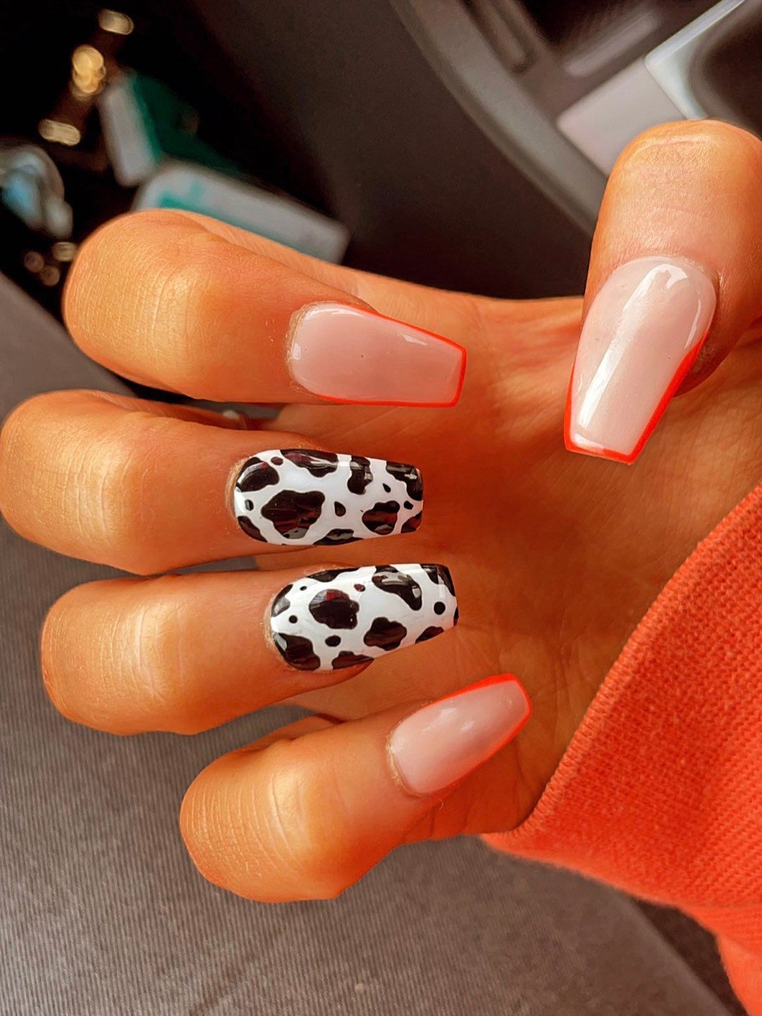 Neon Cow Print Handmade Custom Press on Nails - Etsy