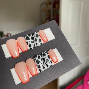 Neon Cow Print Handmade Custom Press on Nails - Etsy