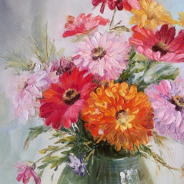 Zinnia Painting - Etsy