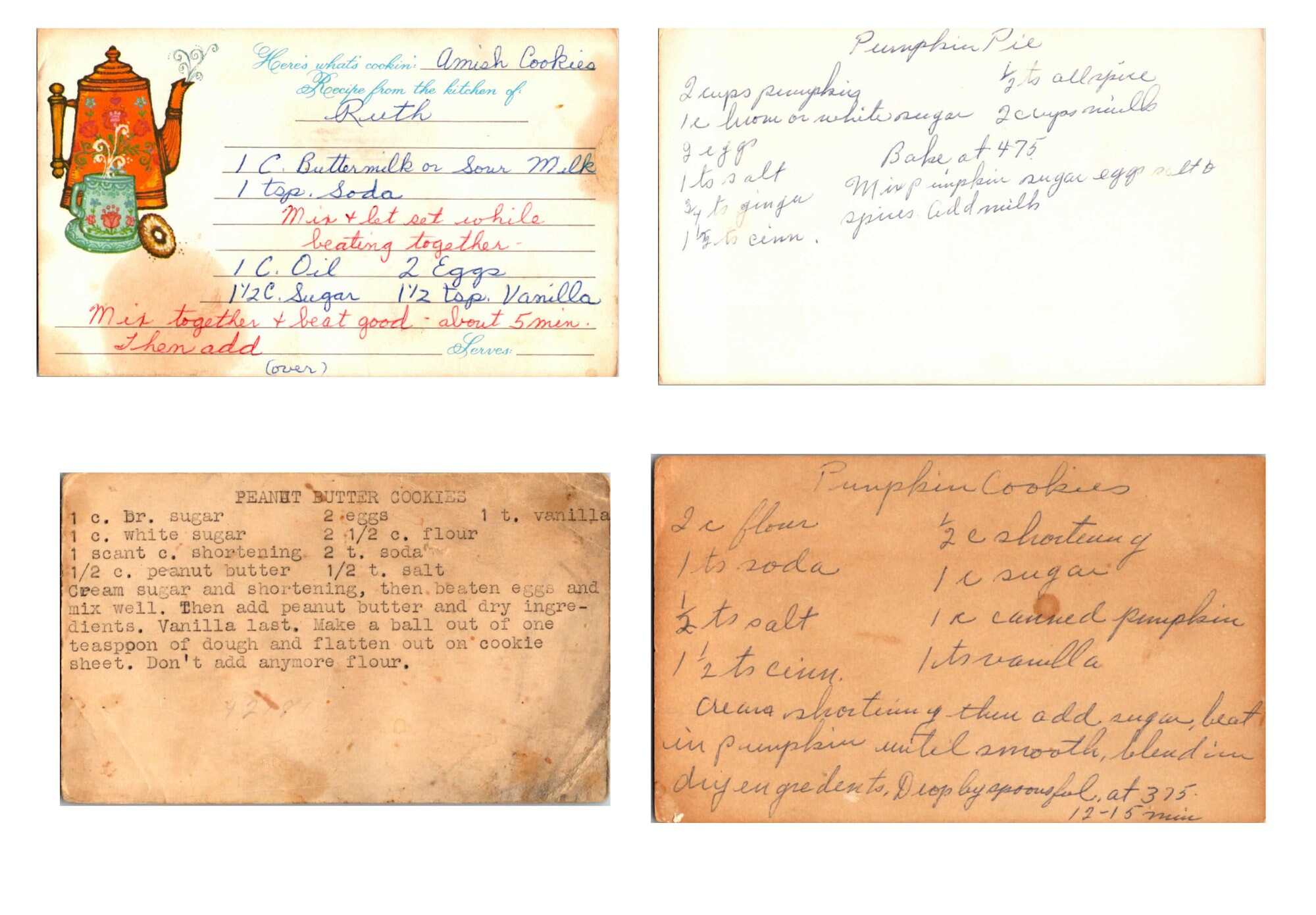 Digital Download Vintage Cookie & Dessert Recipe Cards, Printable ...