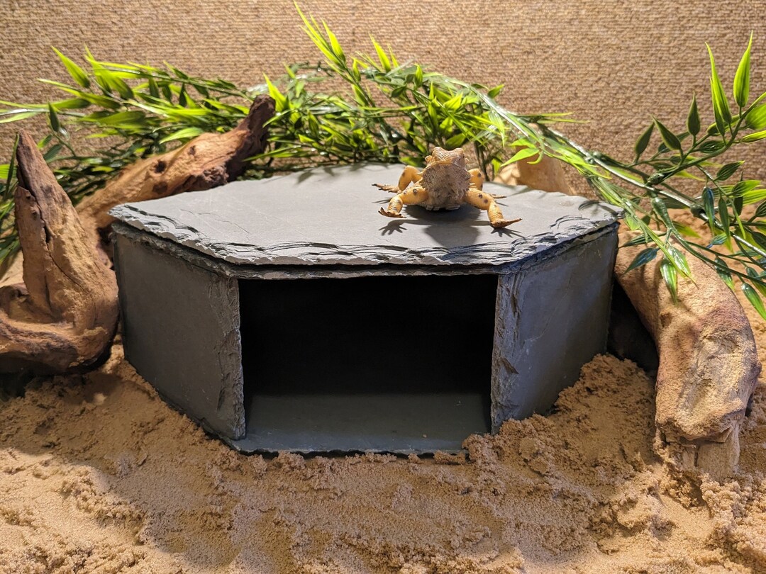 XL Large Personalised Laser Engraved Slate Corner Cave Hide Basking ...