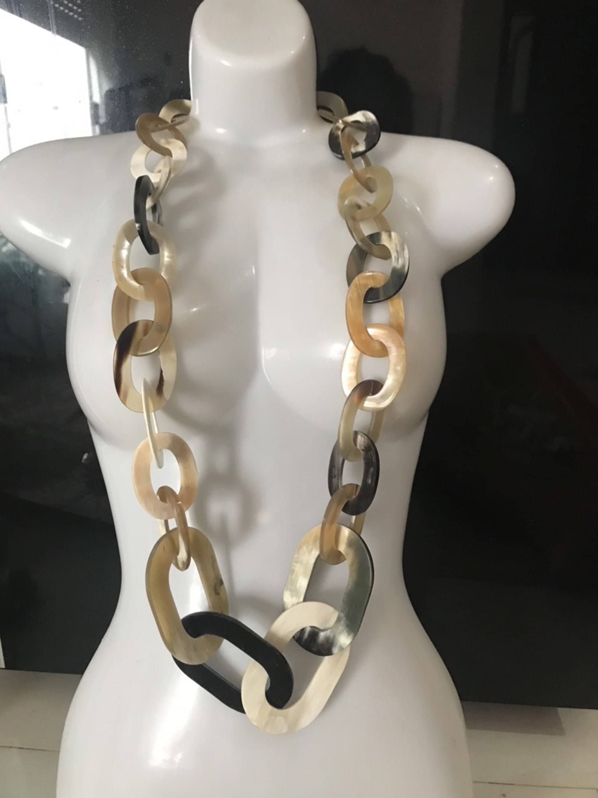 Handmade Buffalo Horn Link Necklace - Long Chain Necklace - Etsy