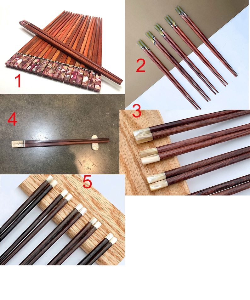 Rosewood Chopsticks Box With 10 Pairs of Wooden Chopsticks, Wooden Box ...