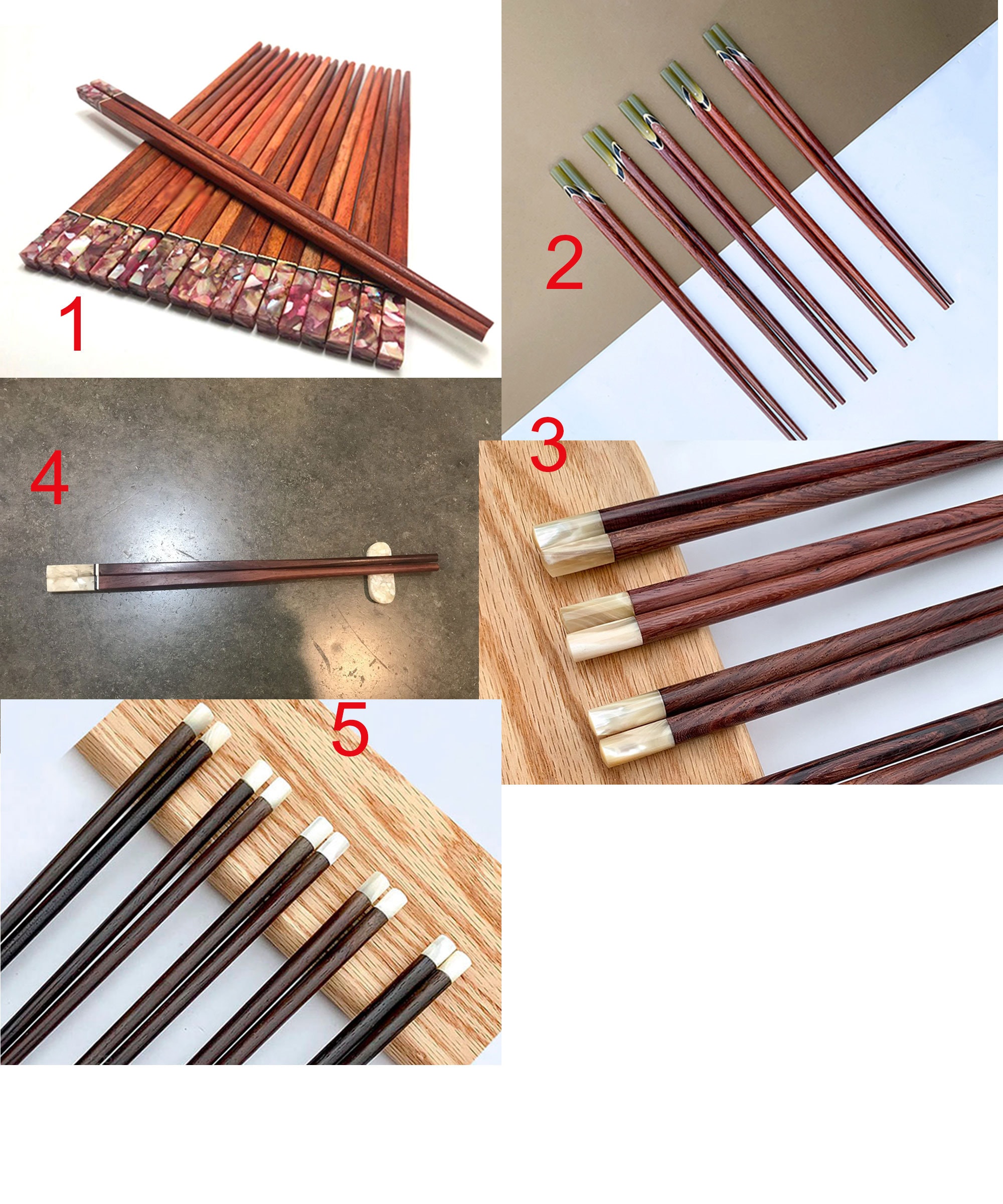 Rosewood Chopsticks Box With 10 Pairs of Wooden Chopsticks, Wooden Box ...