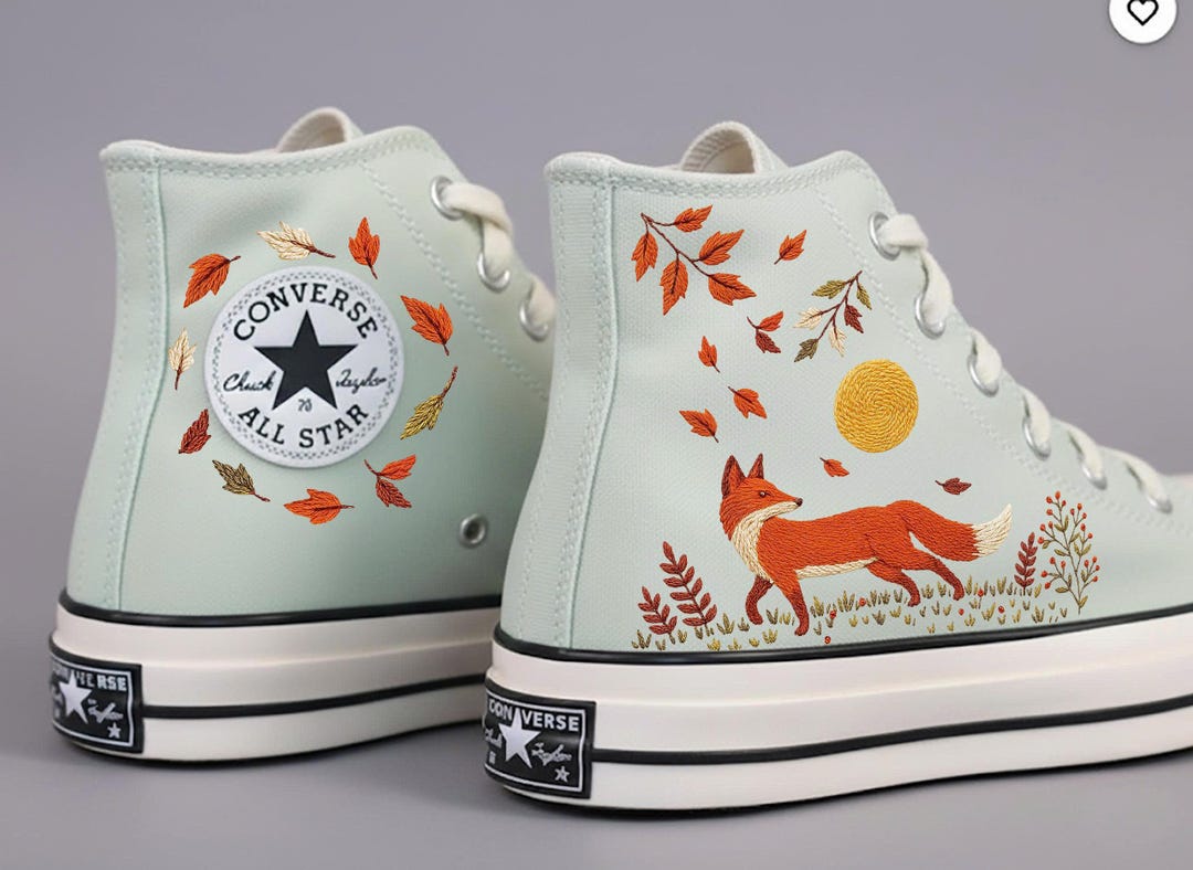 Converse Embroidered Fox and Sun Sneakers - Custom Design Converse ...