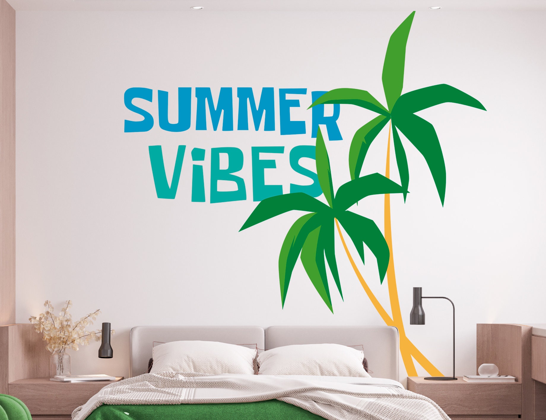 Summer Vibes Wall Decal Summer Landscape Wall Art Bathroom - Etsy UK