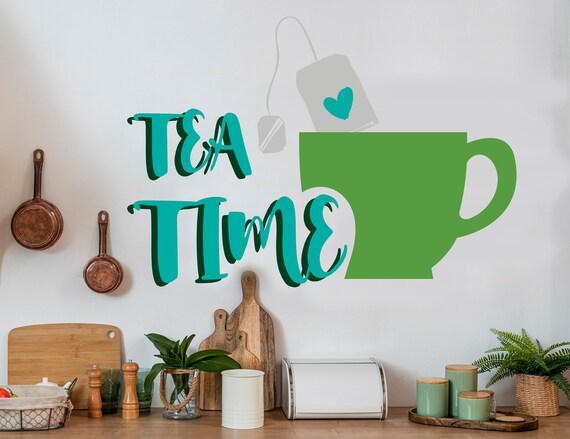 Tea Time Wall Decal Big Wall Letters Tea Time Drink Cup | Etsy