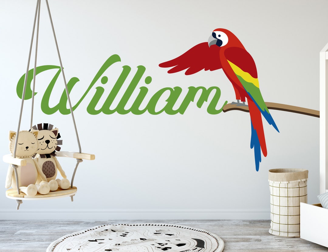 Parrot Name Wall Decal - Wall Art - Wallpaper - Cute Bird - Custom Made ...