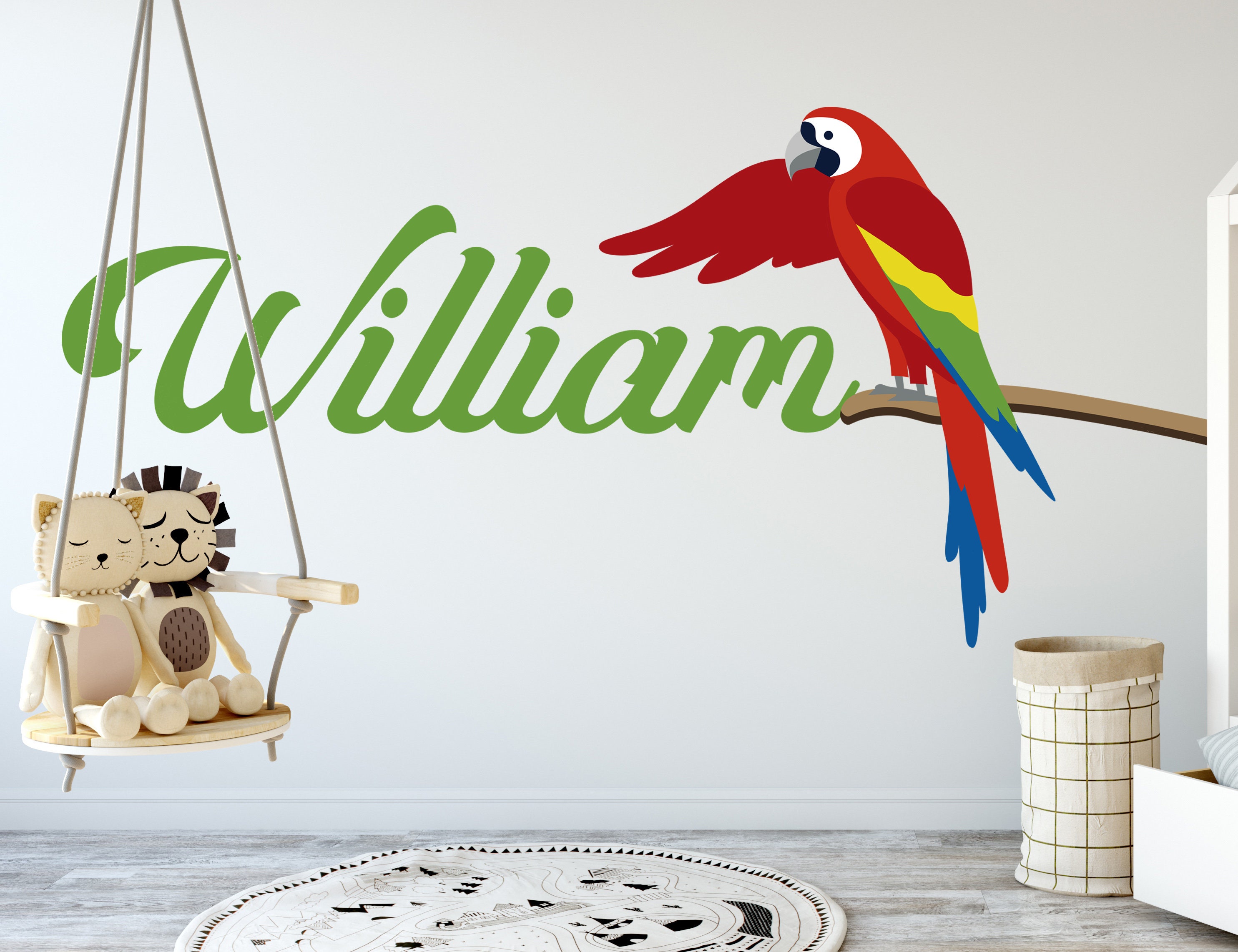 Parrot Name Wall Decal Wall Art Wallpaper Cute Bird | Etsy