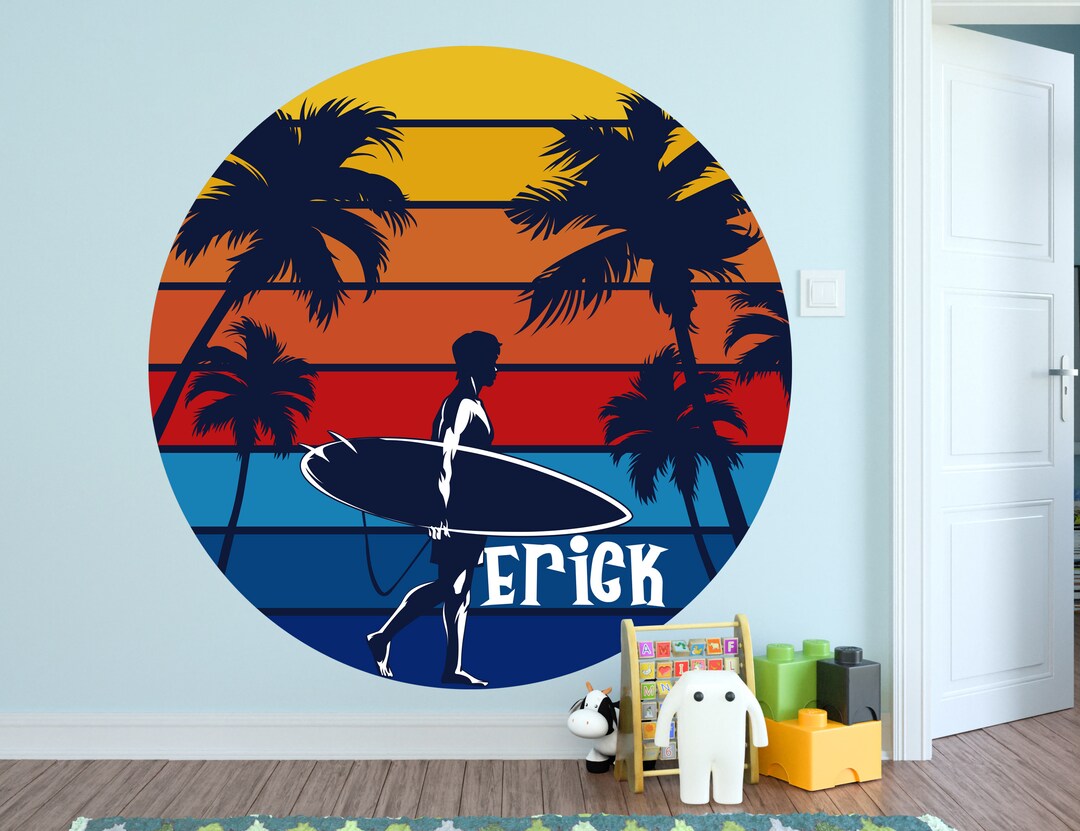 Sunset Wall Decor - Wall Art - Wallpaper - Surf Summer Custom Made Wall ...