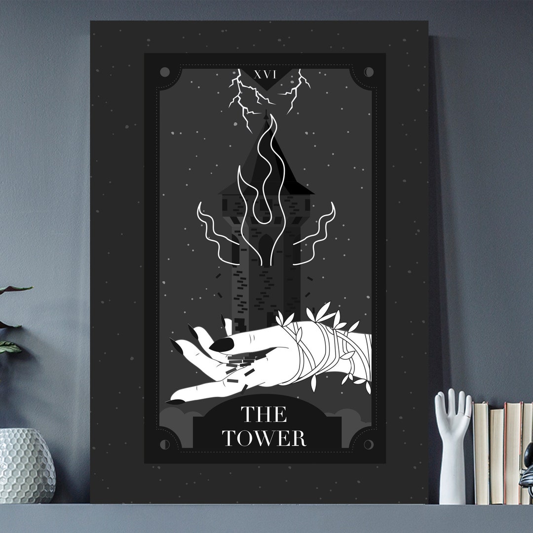 The Tower Tarot Card Canvas Wall Art | 8x10 or 18x24 |witchcraft ...