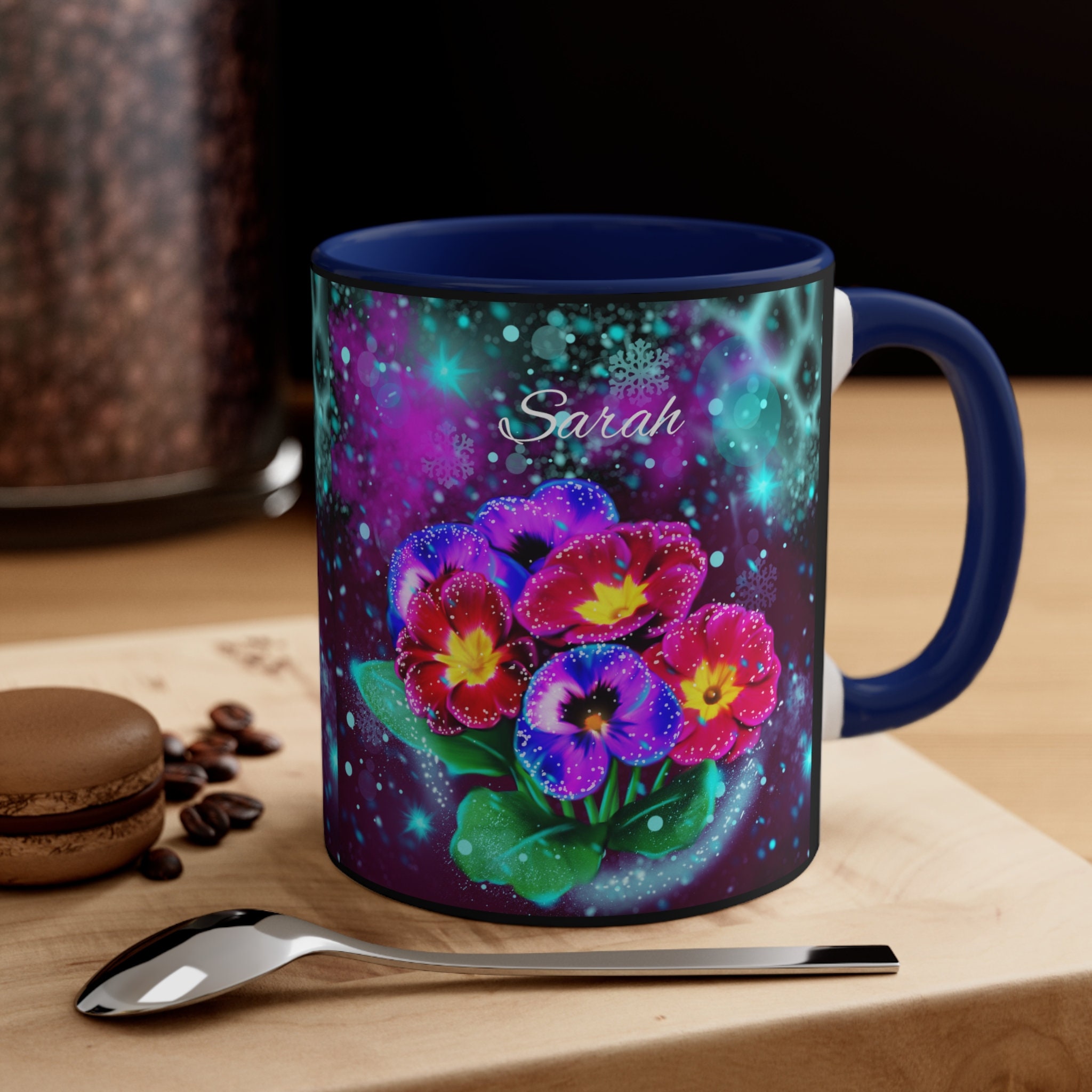 September Birth Flower Mug Personalized Name Ceramic Coffee Mug