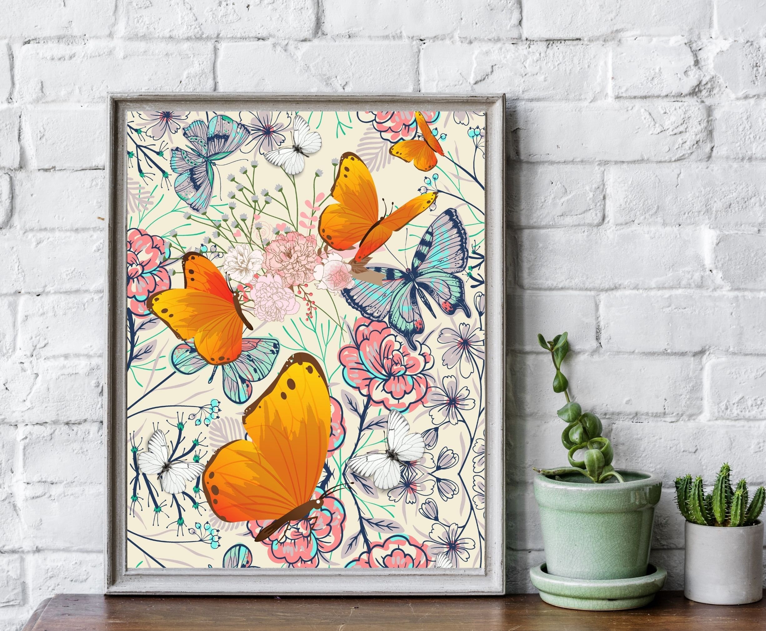 Colorful Butterflies World, Printable Butterfly Art, Butterfly Print ...