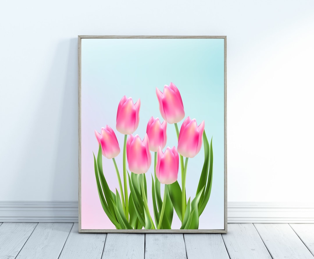 Pink Tulip Print, Tulip Flower Wall Art, Tulip Art Print, Flower Art ...