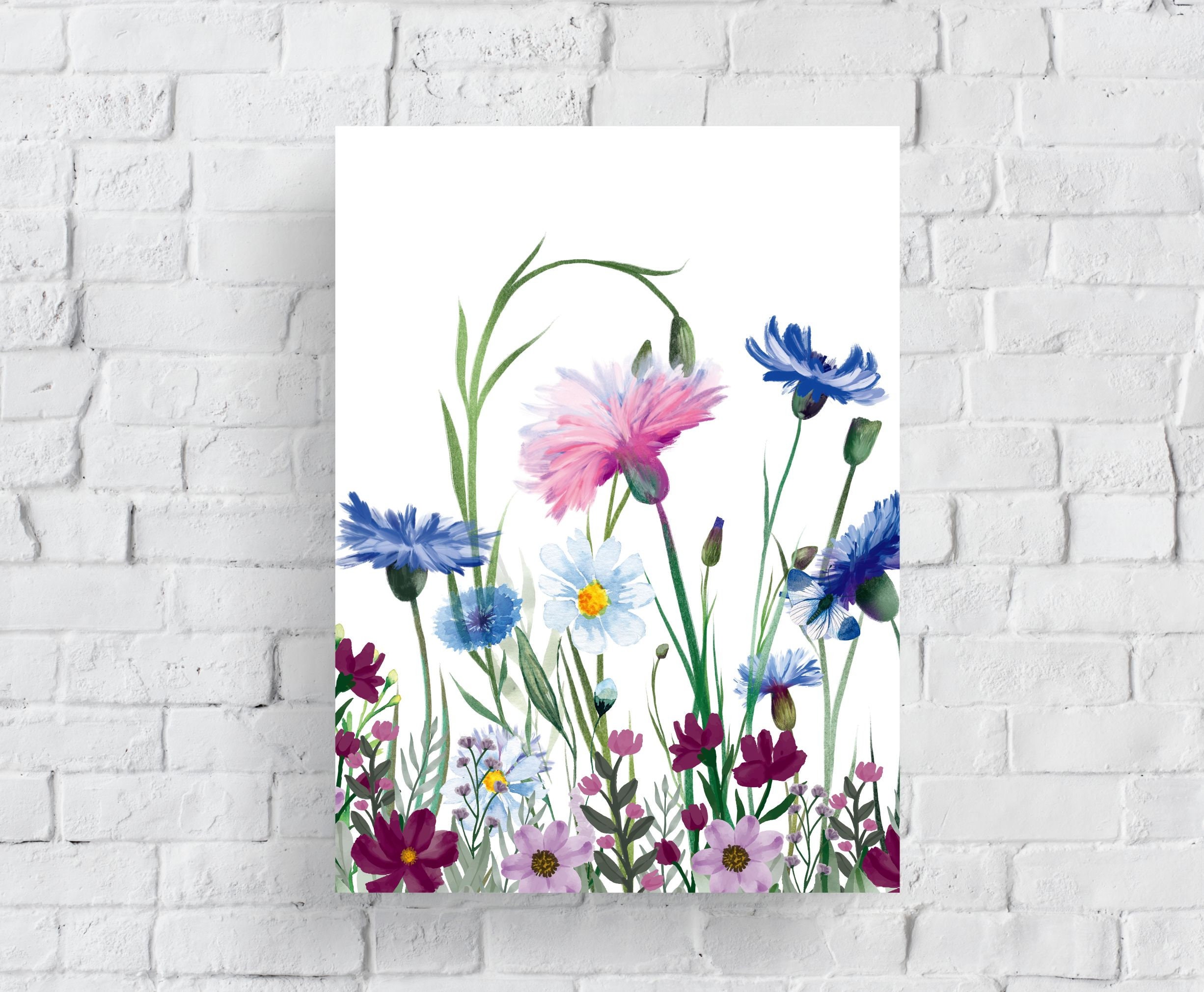 Blue&purple Wildflower Watercolor, Wildflower Printable Wall Art ...