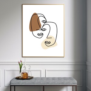 Abstract Two Face Line Art Print, Line Wall Art, Modern Art, Abstract ...