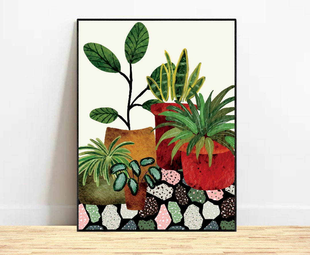 Houseplant in the Pot, Botanical Wall Art, Houseplants Art Print, Home ...