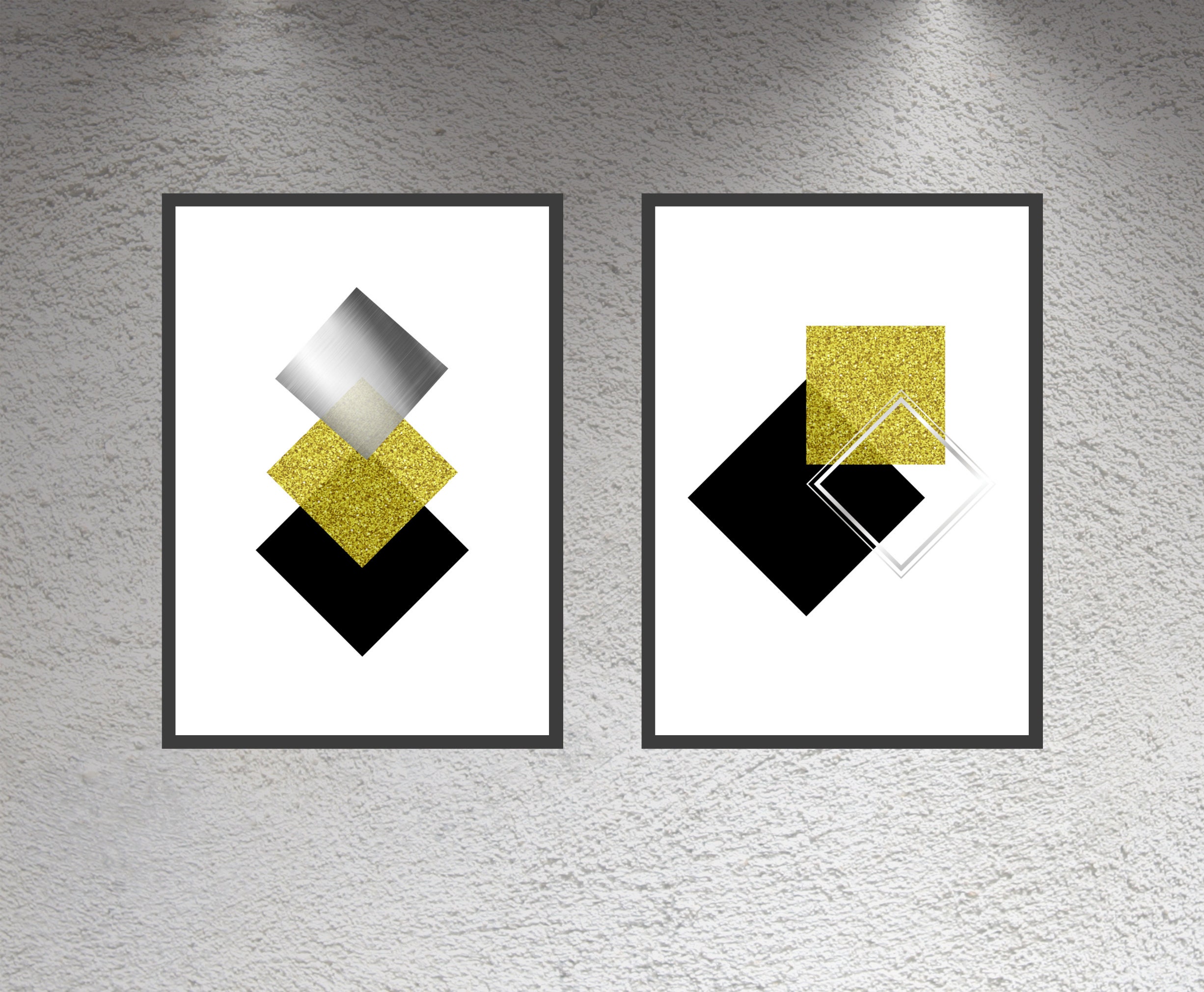 Black&gold Square Geometric Wall Art, Abstract Wall Art Printable ...