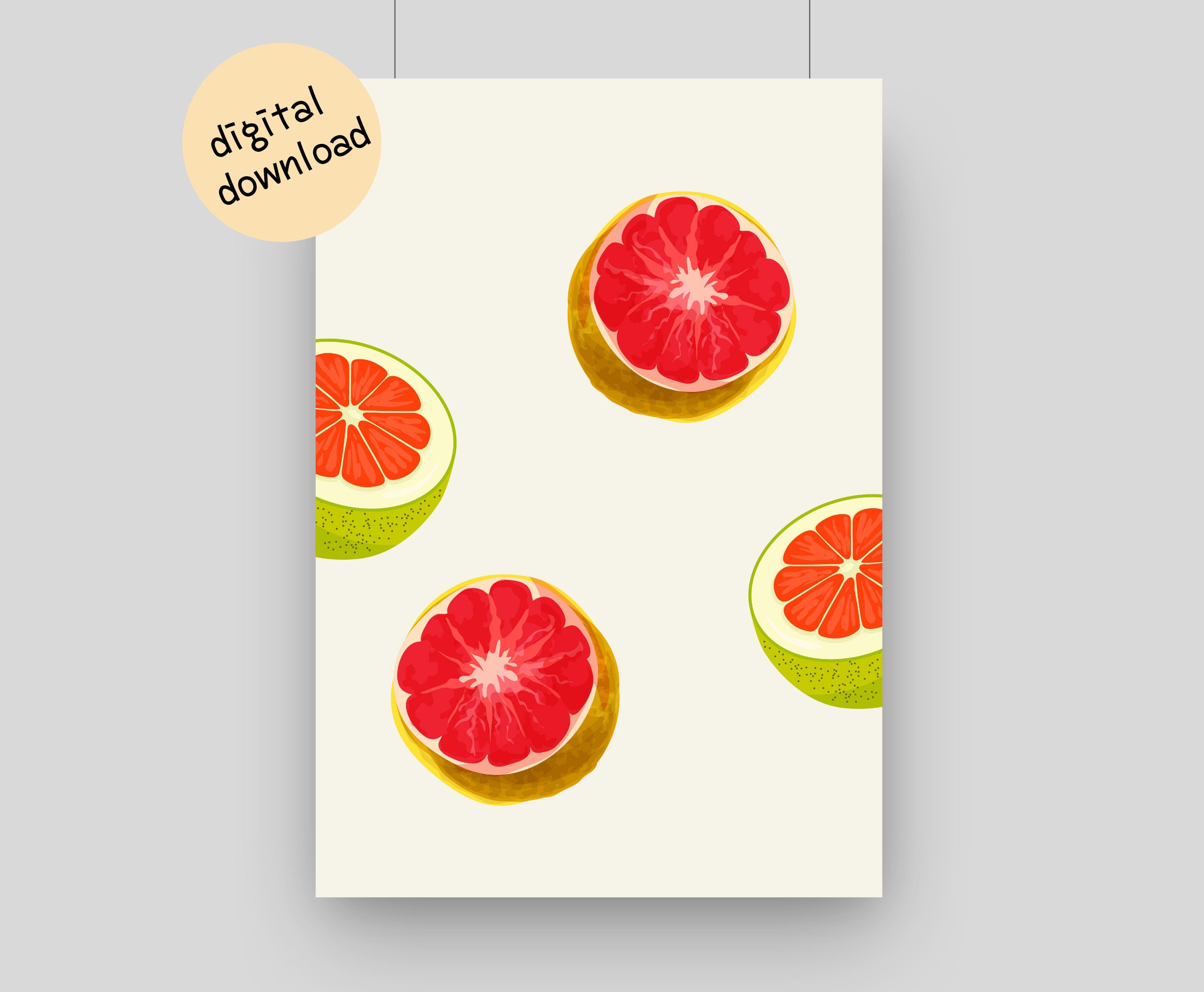 Grapefruit Wall Art, Grapefruit Art Print, Citrus Wall Art, Grapefruit ...