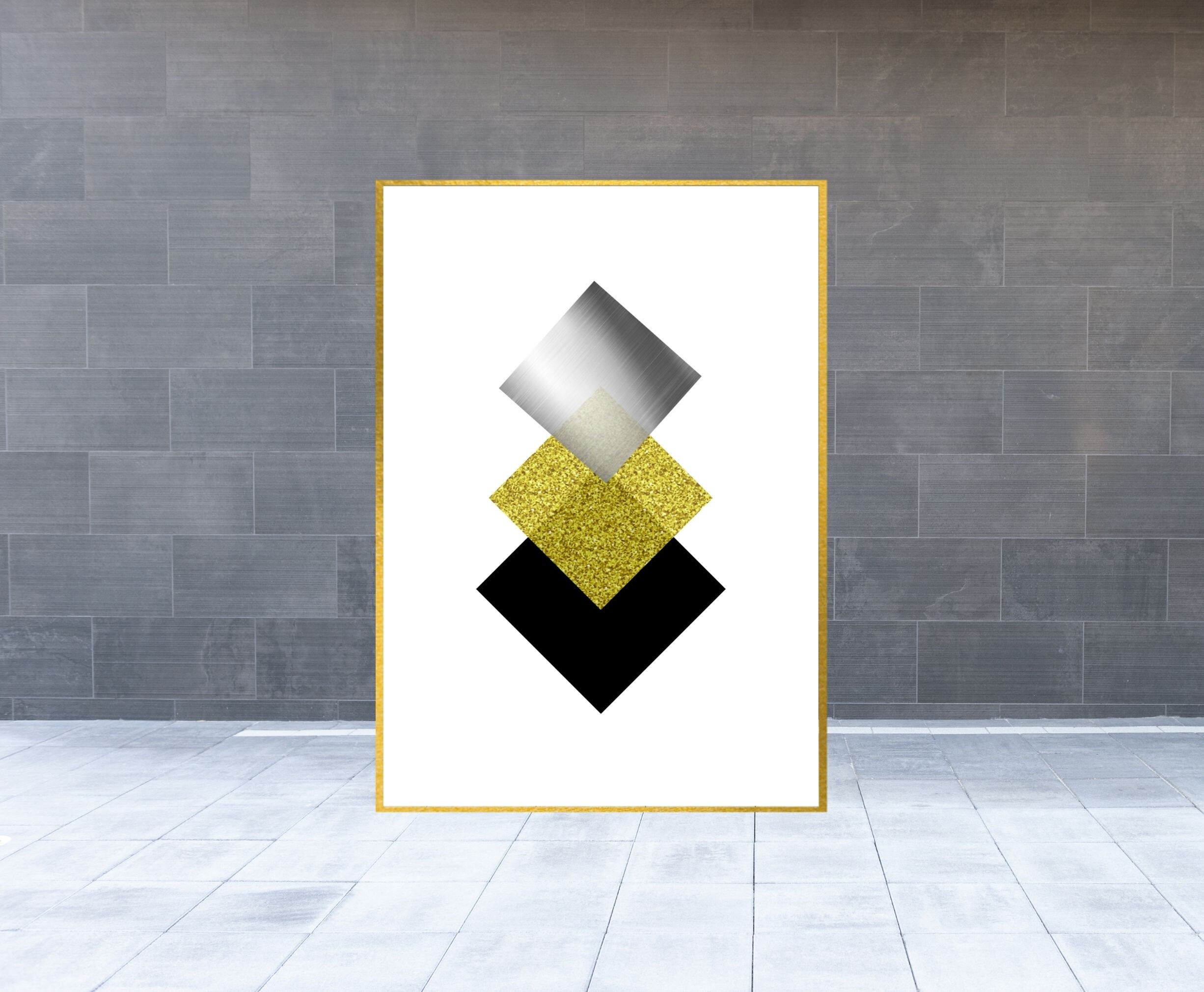 Black&gold Square Geometric Wall Art, Abstract Wall Art Printable ...