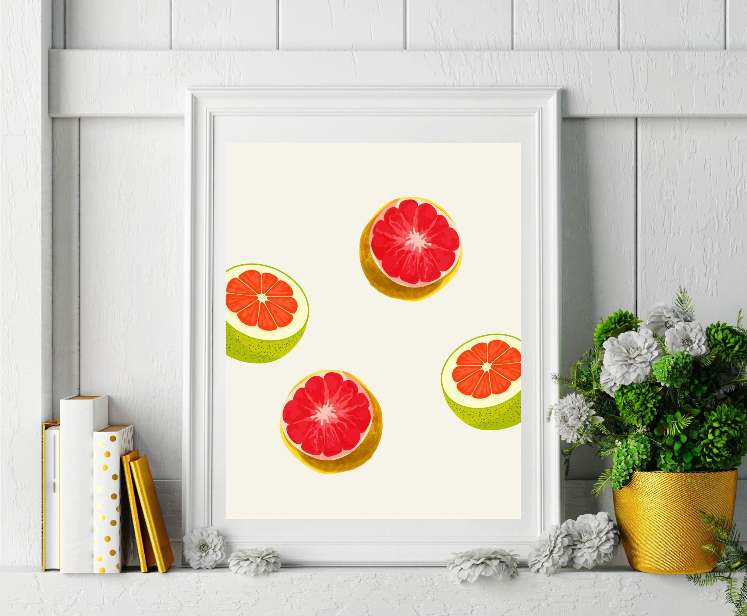 Grapefruit Wall Art, Grapefruit Art Print, Citrus Wall Art, Grapefruit ...