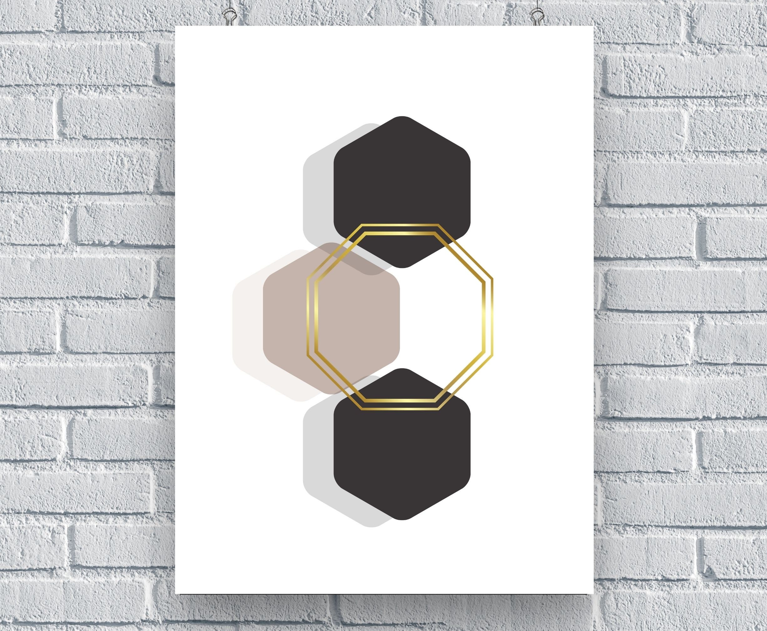 Hexagon Geometric Wall Art Abstract Wall Art Printable - Etsy UK