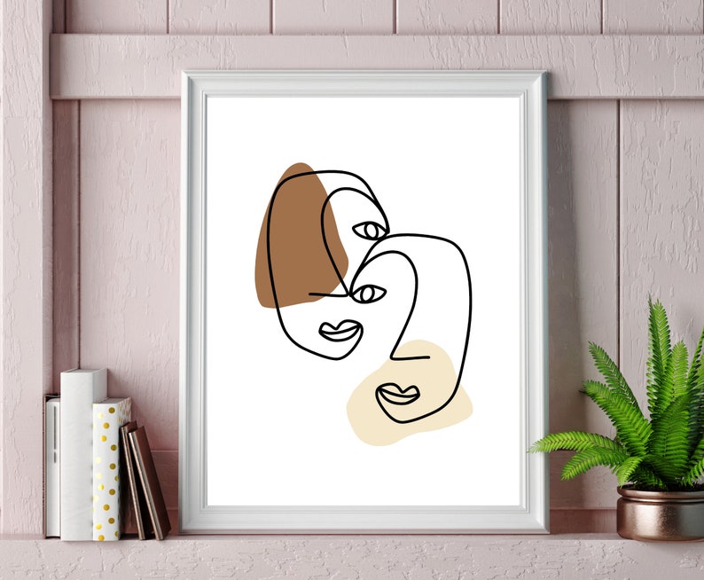 Abstract Two Face Line Art Print, Line Wall Art, Modern Art, Abstract ...